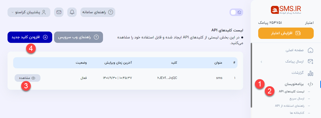 افزونه پیامک کراسنو | آموزش ایجاد پترن در درگاه پیامک SMS.ir